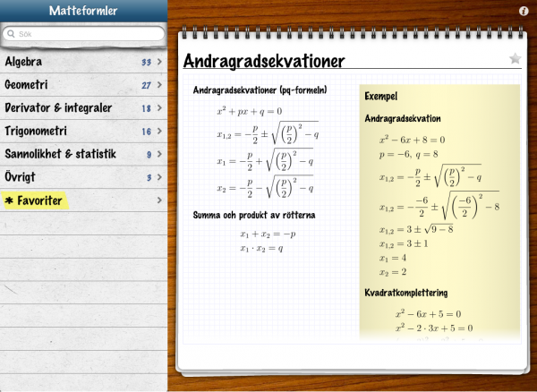 Recension: Matteformler - En formelsamling för matematik - iPhoneGuiden.se